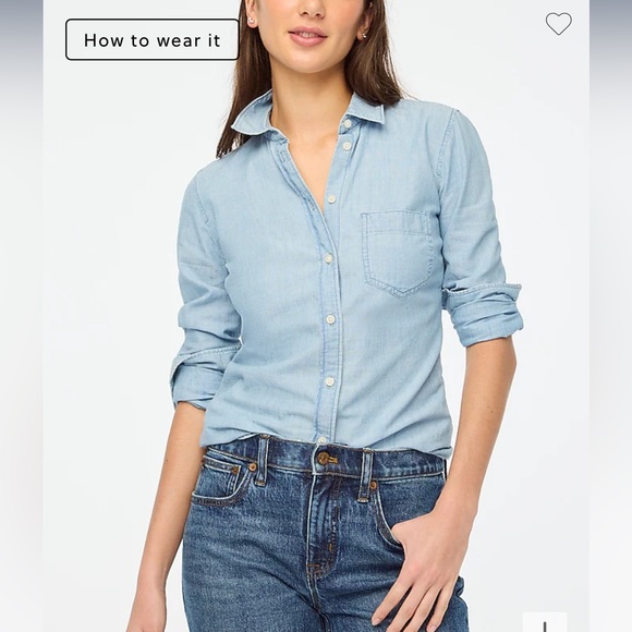 J. Crew Factory | Tops | J Crew Factory Chambray Shirt In Signature Fit ...